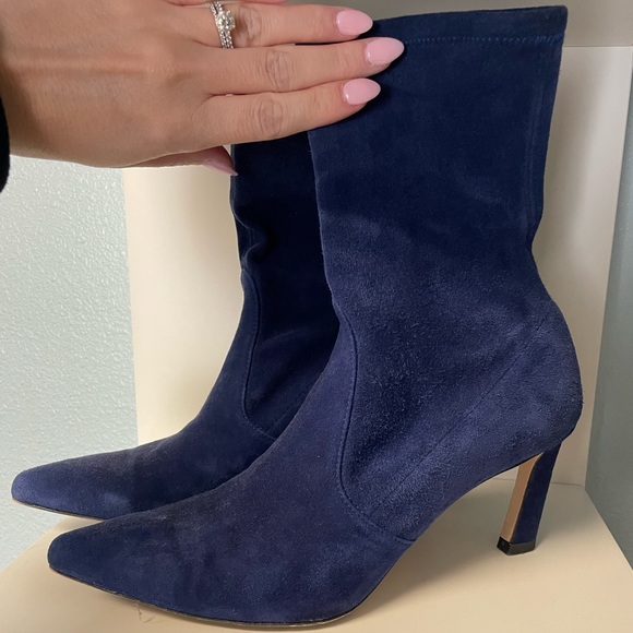Stuart Weitzman | Shoes | Stuart Weitzman Navy Blue Heeled Boots | Poshmark